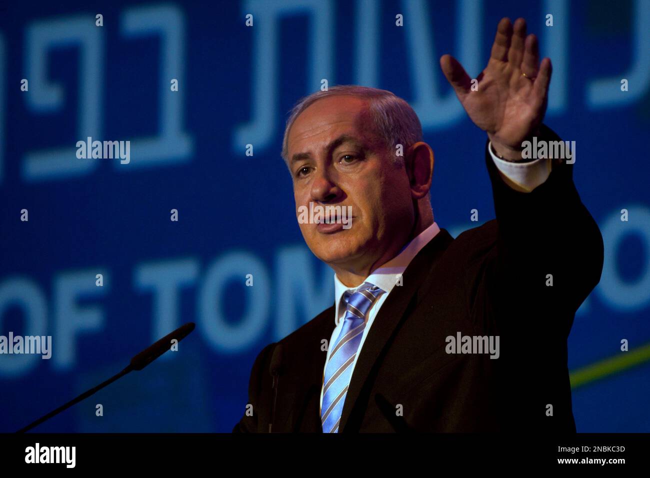 Israeli Prime Minister Benjamin Netanyahu gestures as he speaks in the ...