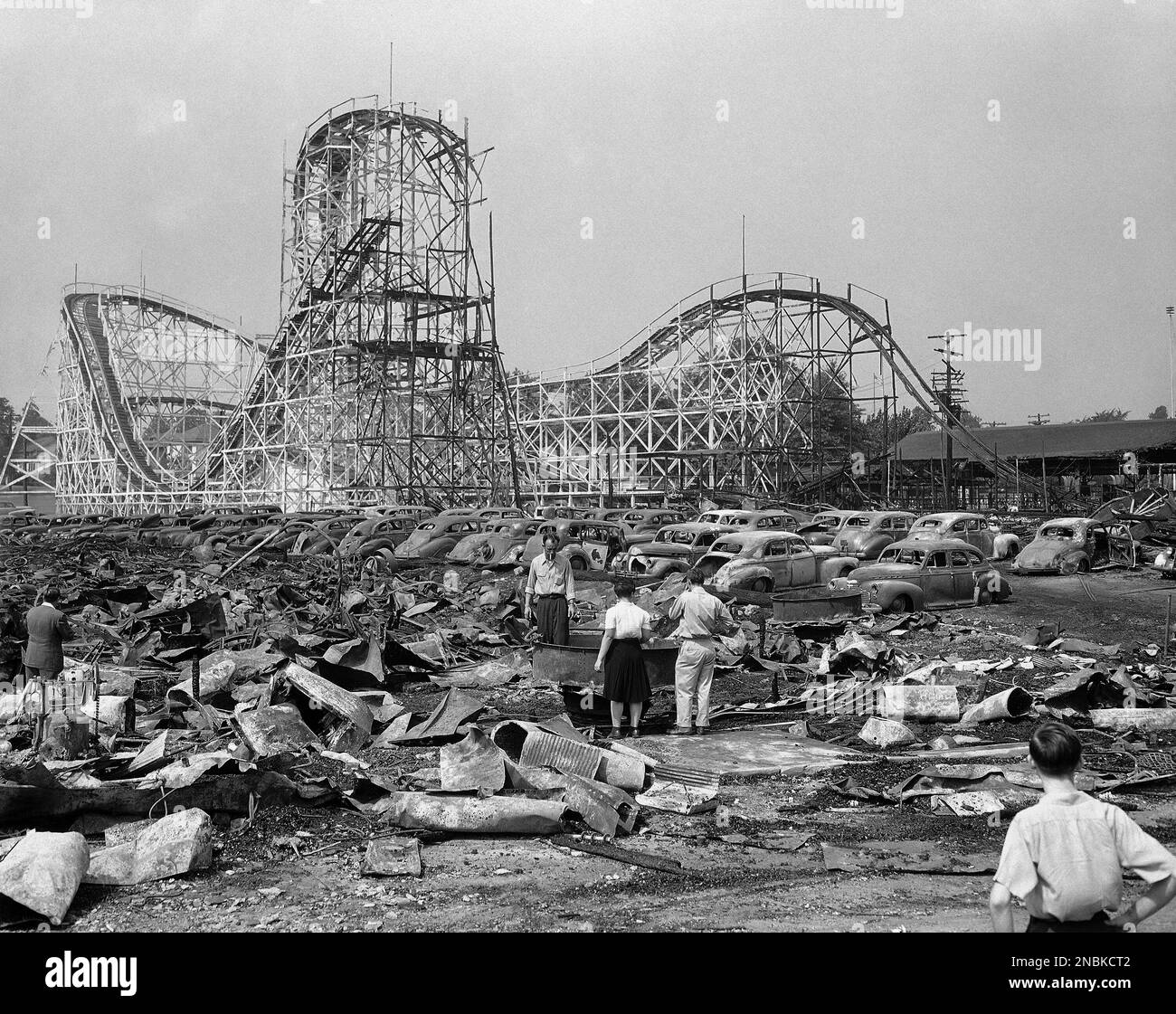 Charred remains at left foreground mark spot of the Virginia Reel where ...