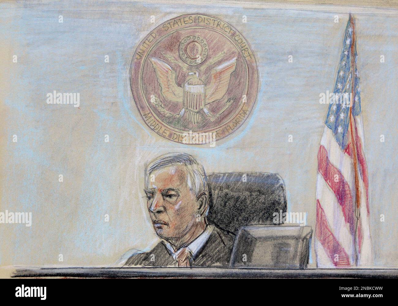 In this courtroom artistssketch, U.S. District Judge James Moody ...