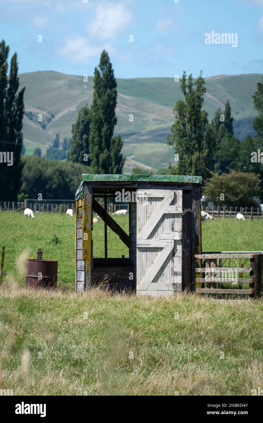 Small wooden shed in field, Central Hawkes Bay, North Island, New ...