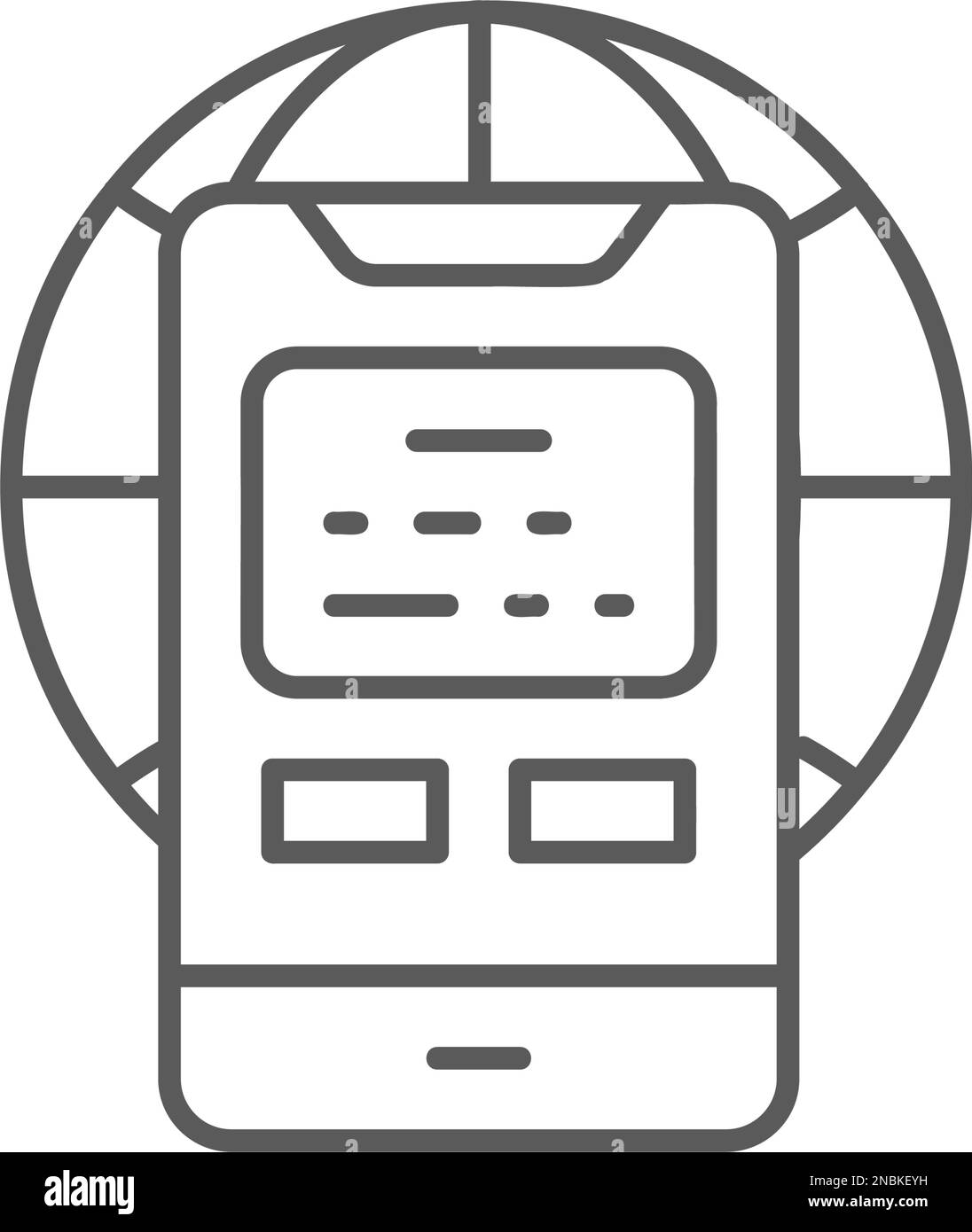 Globe earth with mobile phone lineal icon. Global technology, internet ...