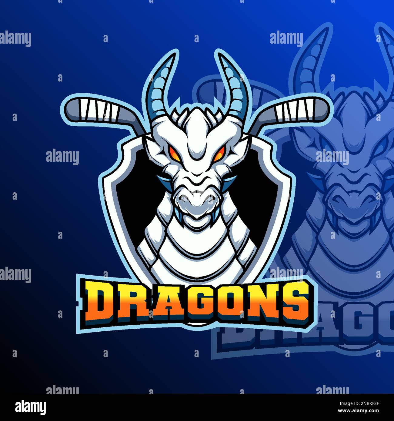 Dragons Hockey Animal Logo Sport Club Team Badge Stock Vector Image ...