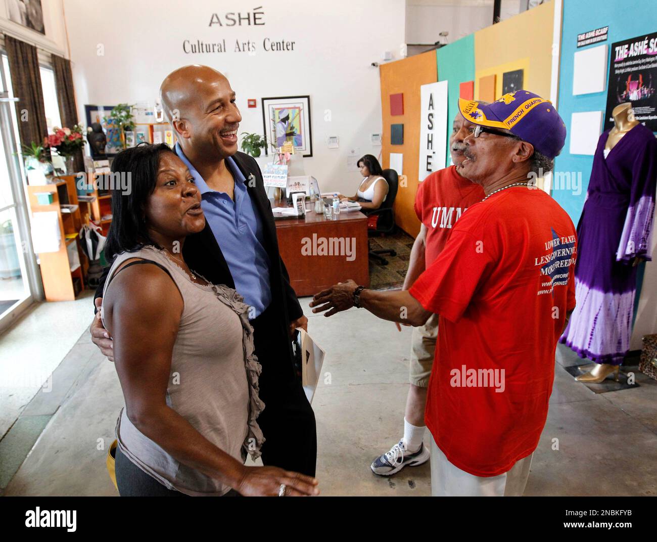 Former Mayor Ray Nagin greets visitors as he arrives to talk about his ...