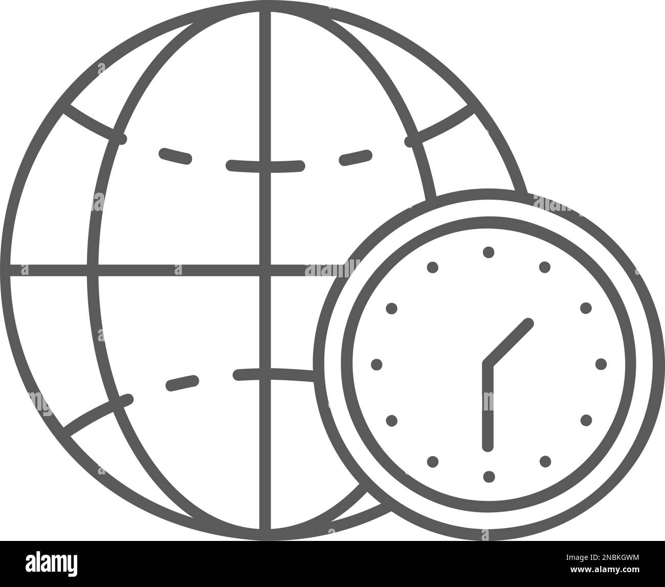 Globe earth with clock, world time lineal icon. Global technology ...