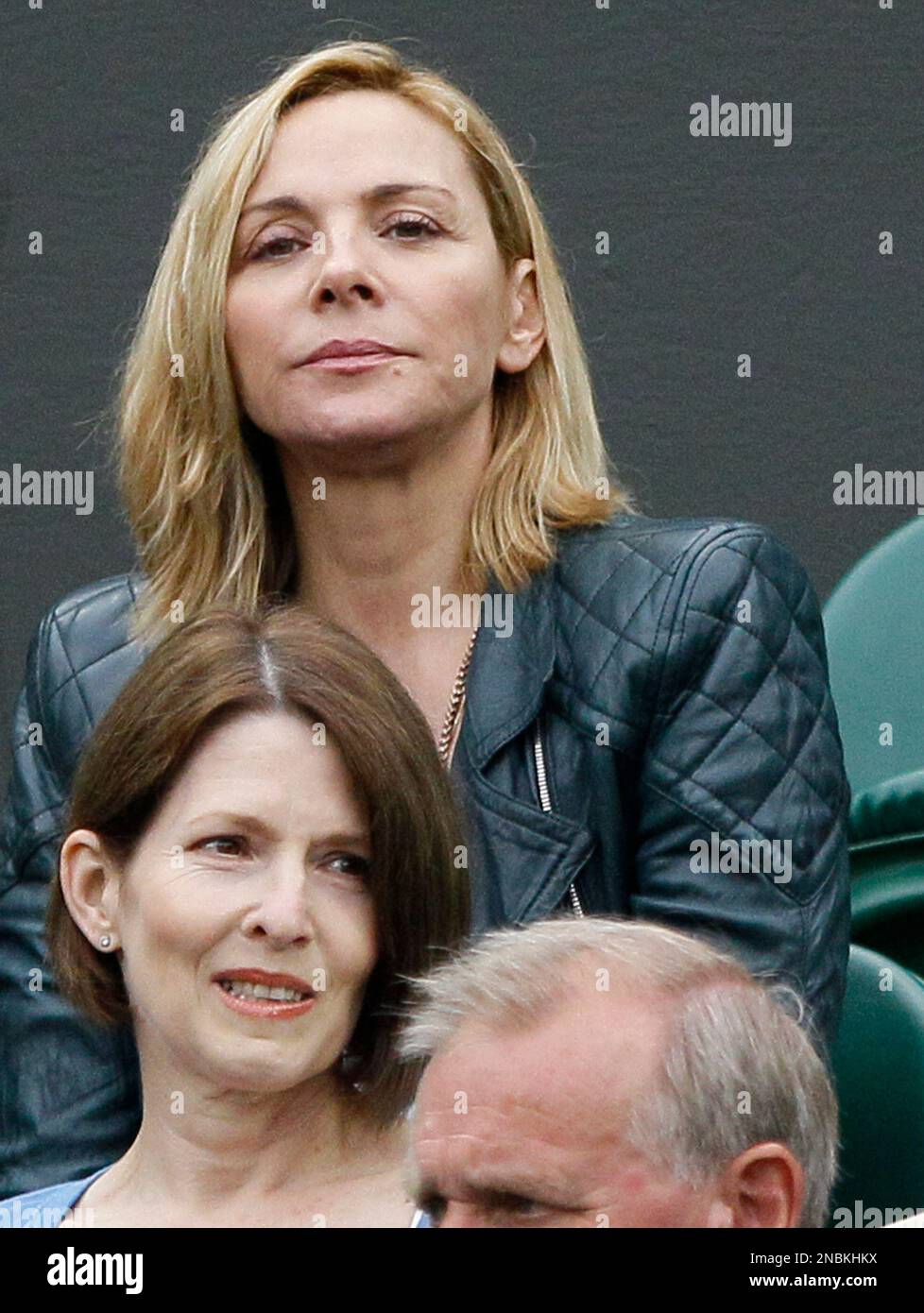 British actress Kim Cattrall watches play at the All England Lawn ...