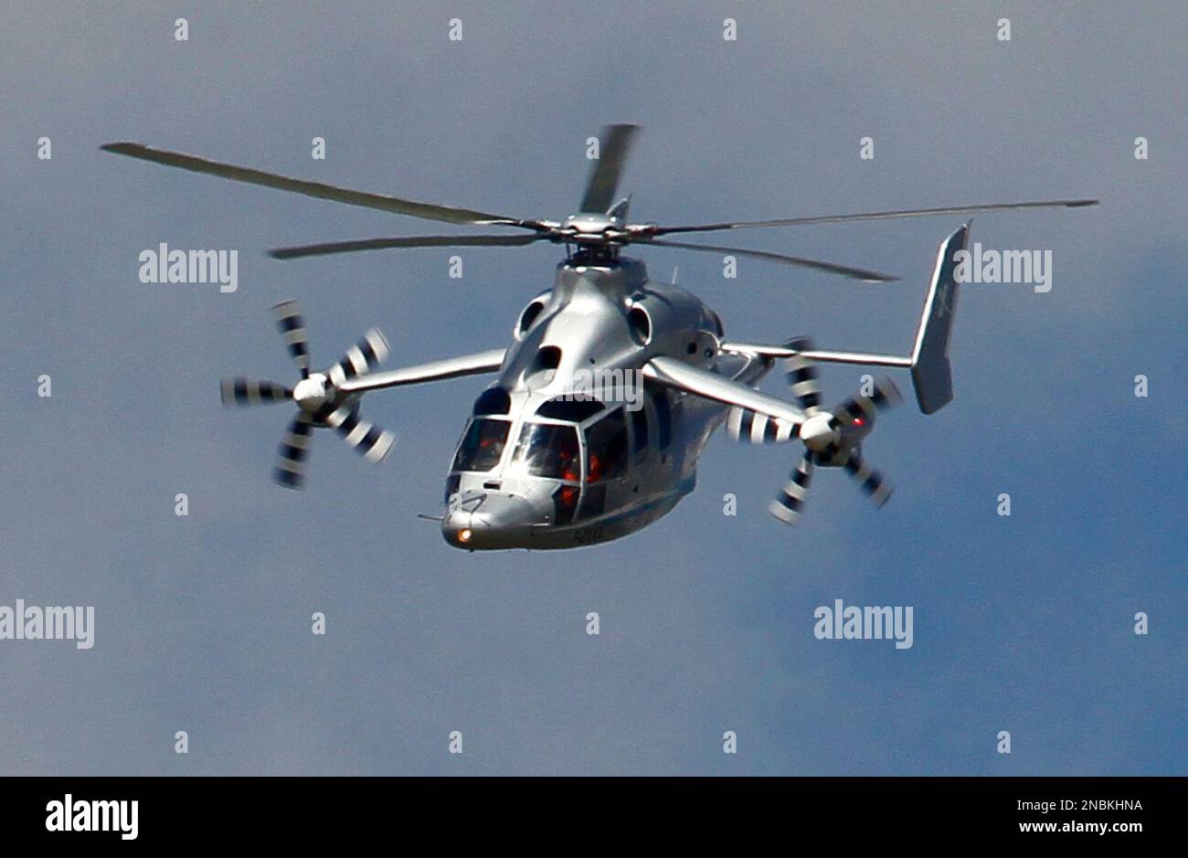 The Eurocopter X3 Hybrid helicopter performs its demonstration flight ...