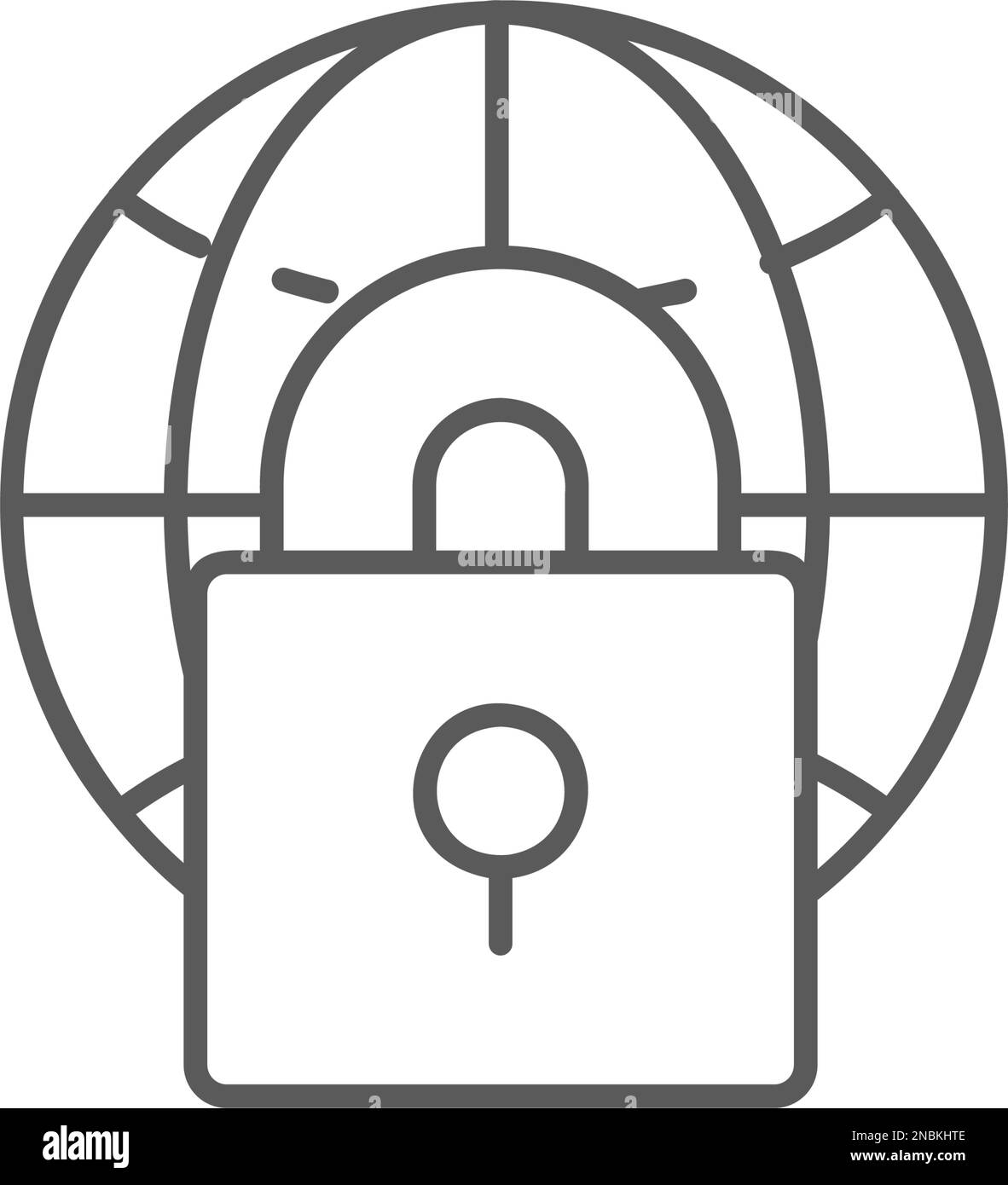 Globe earth with lock, world lock down lineal icon. Global technology ...