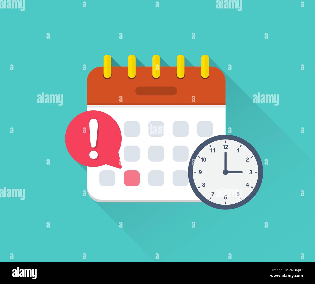 Calendar deadline with clock in a flat design Stock Vector Image & Art ...