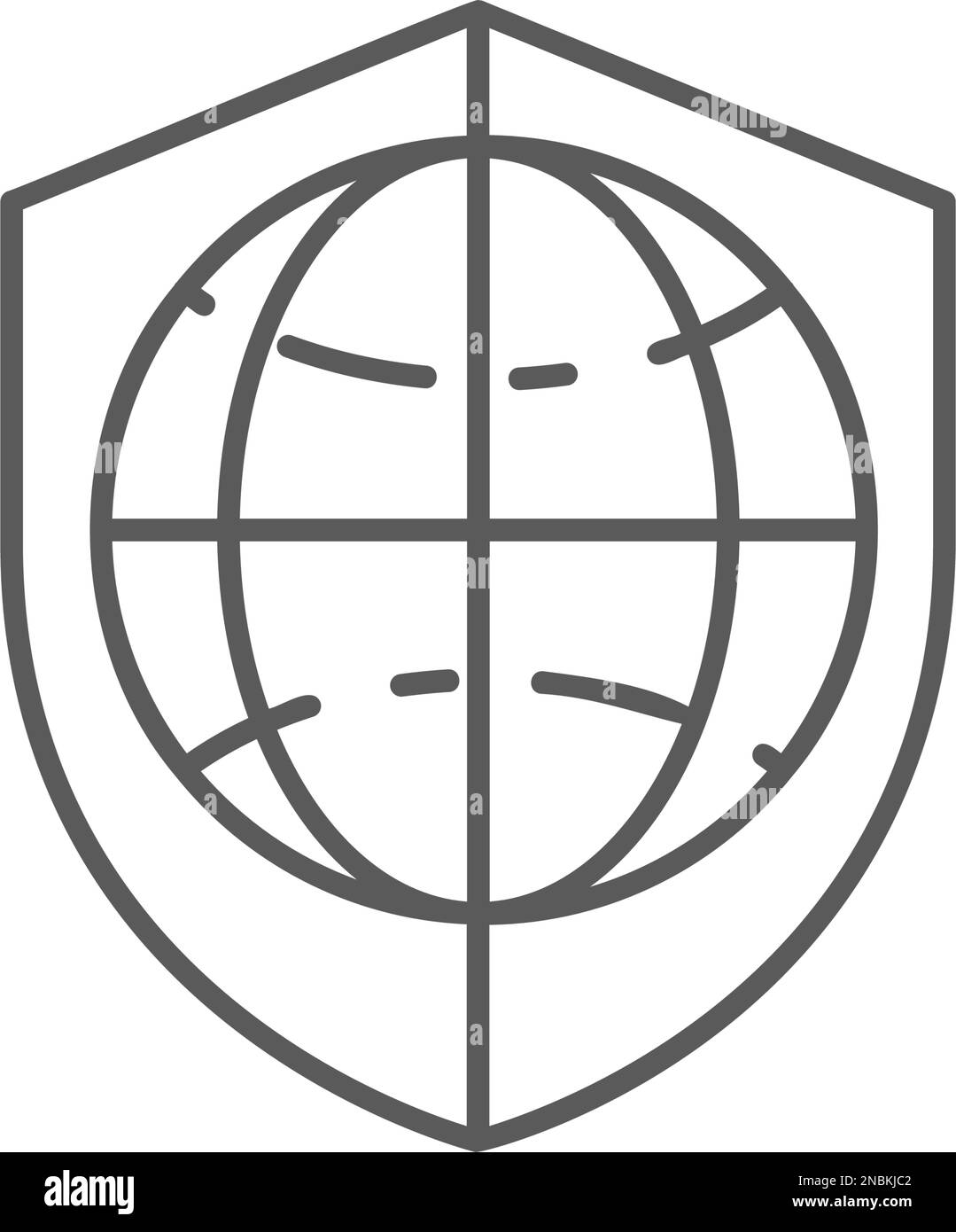 Globe earth with shield, planet protected lineal icon. Global ...