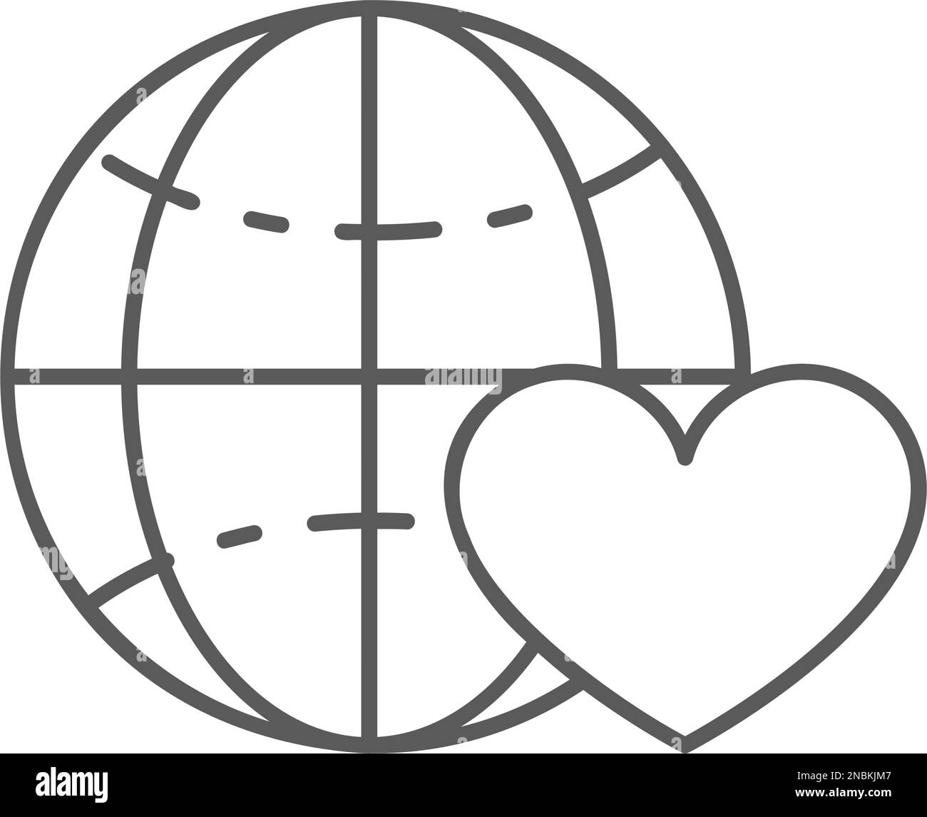 Earth globe with heart, giving a love, charity, donation lineal icon ...