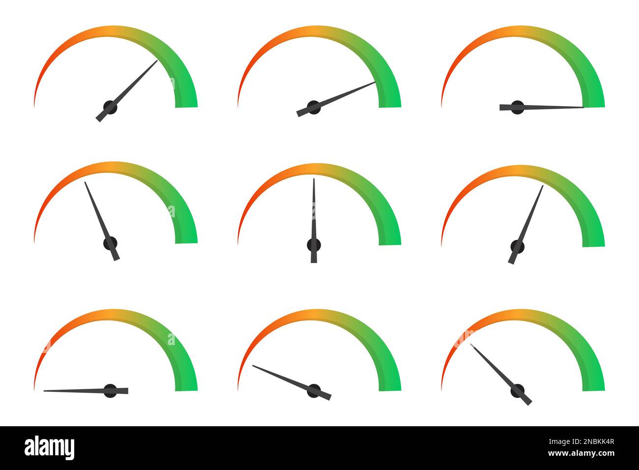 Set Of Customer Satisfaction Meter Speedometer Scale Collection Vector Illustration Stock