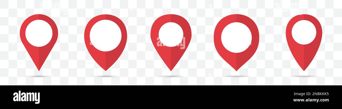 Set of red map pointers icon in a flat design Stock Vector Image & Art ...