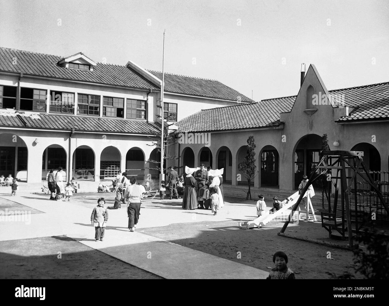 The courtyard of the modern orphanage in Osaka, Japan, shown Feb. 26 ...