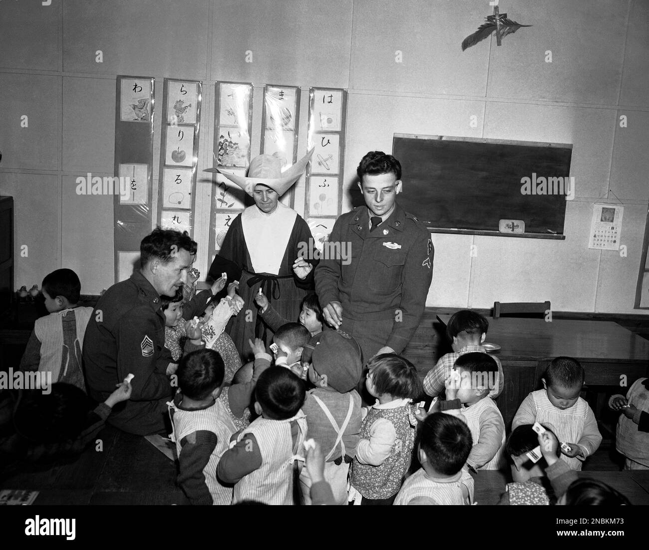 School at Wolfhound-regiment supported orphanage at Osaka, Japan, Feb ...
