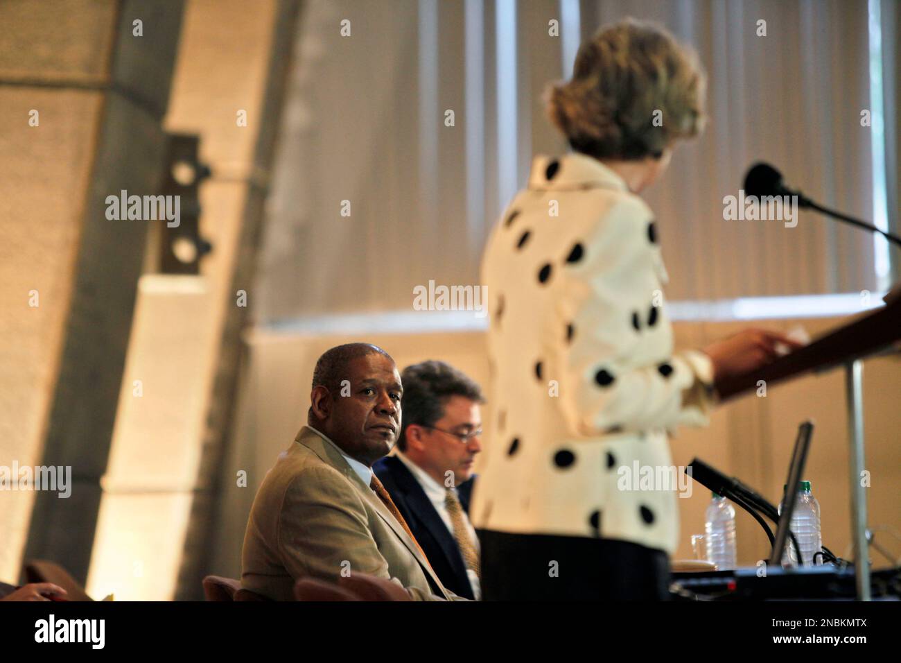 US actor Forest Whitaker, center, looks on during the opening speech by ...
