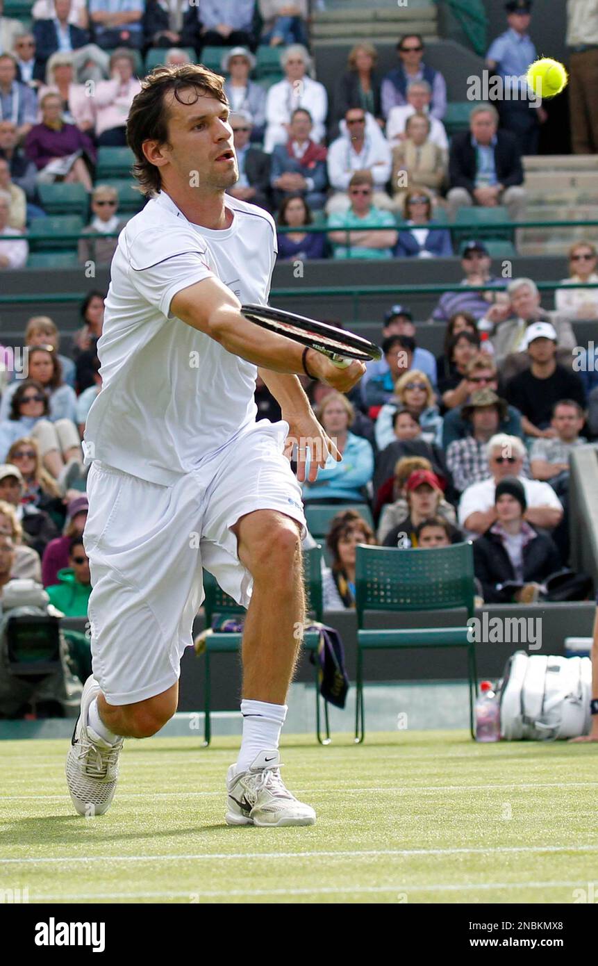 Germany's Philipp Petzschner makes a forehand return to Sweden's Robin ...