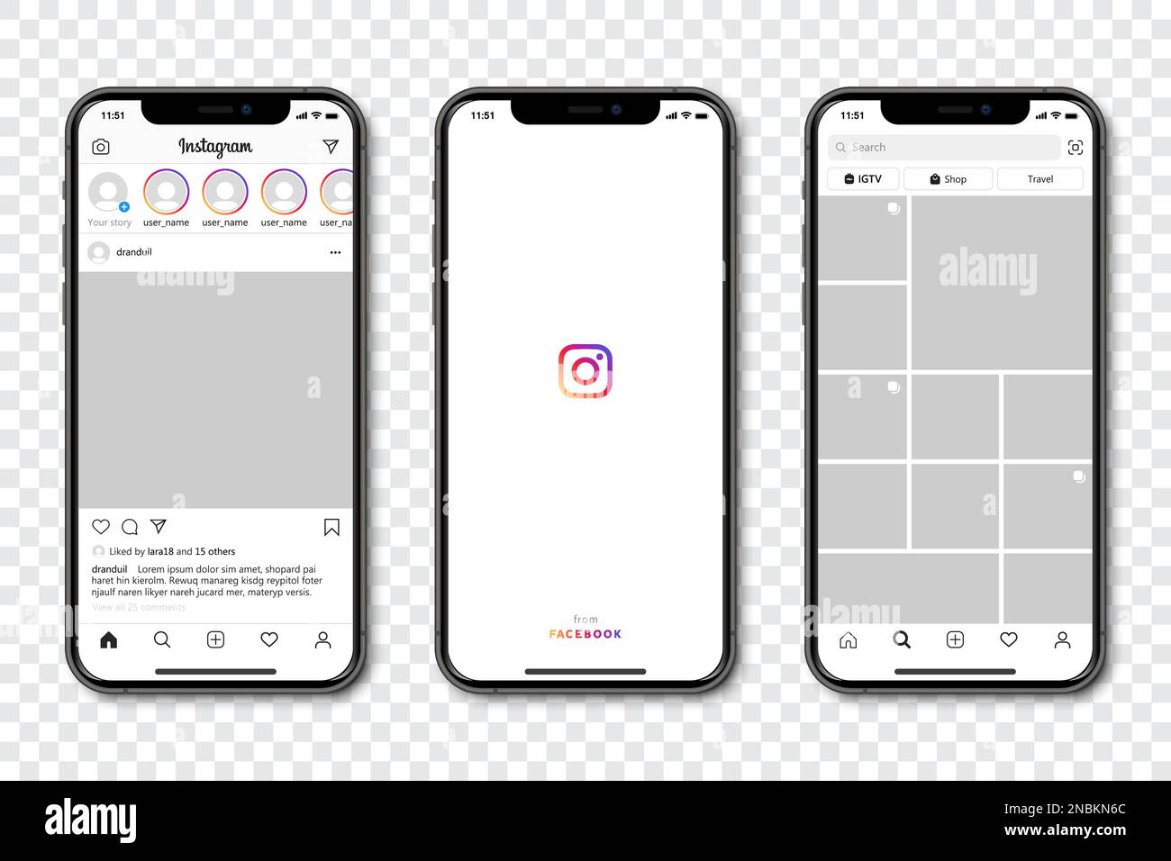 Set of Iphone with Instagram template frame for social network Stock ...