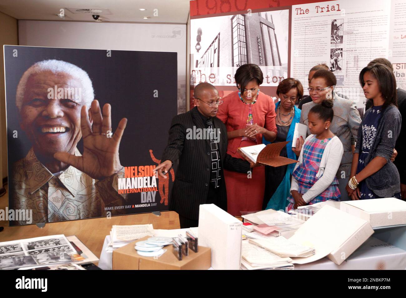 U.S. first lady Michelle Obama, second left, visits the Nelson Mandela ...