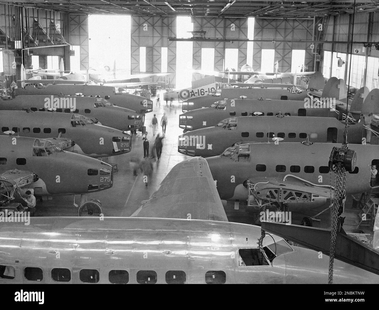 This general view of the main assembly room in the Lockheed Aircraft ...