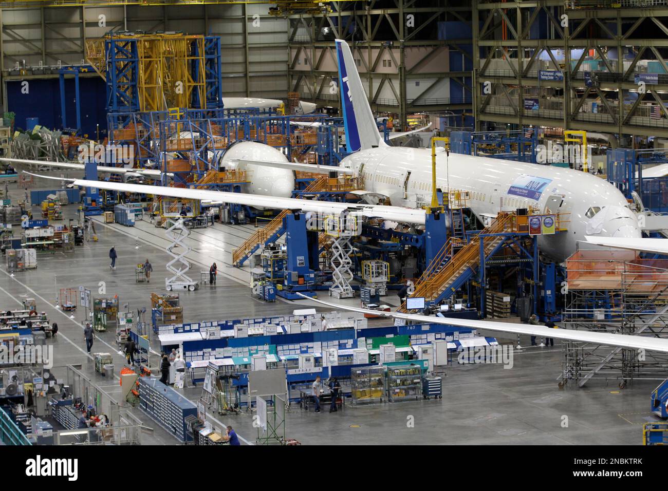 The Boeing Co. 787 assembly line is shown Thursday, June 2, 2011, in ...