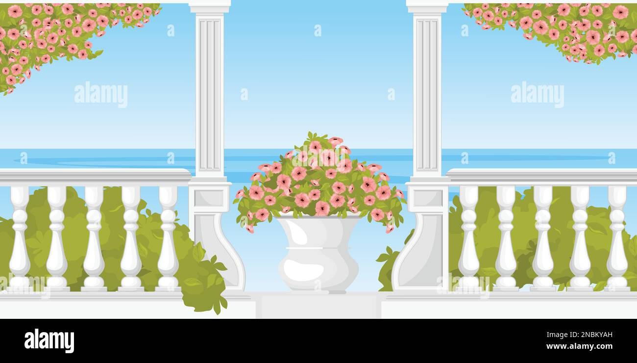 Building terrace view of sea Stock Vector Images - Alamy