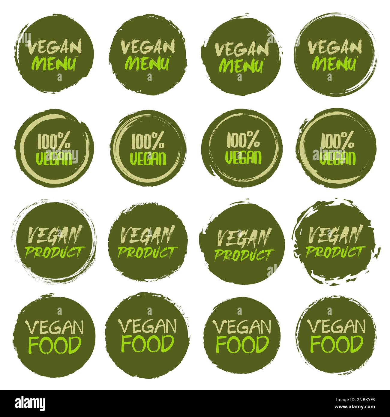 Vegan logo collection. Set of different grunge circles shapes label ...