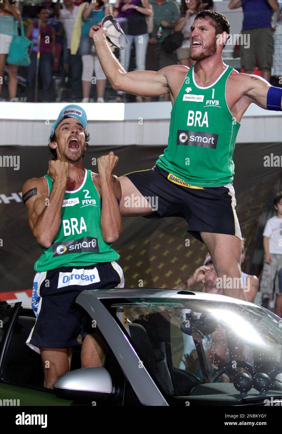 Brazil's Emanuel Rego, left, and Alison Cerutti, celebrate after ...