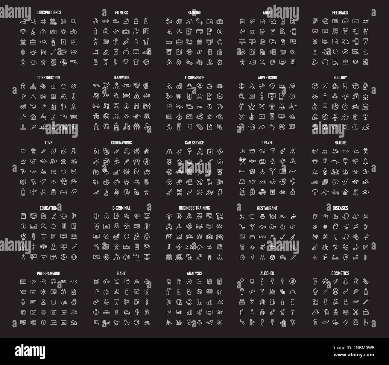 Huge set of 750 linear icons in a flat design. 750 line icons ...