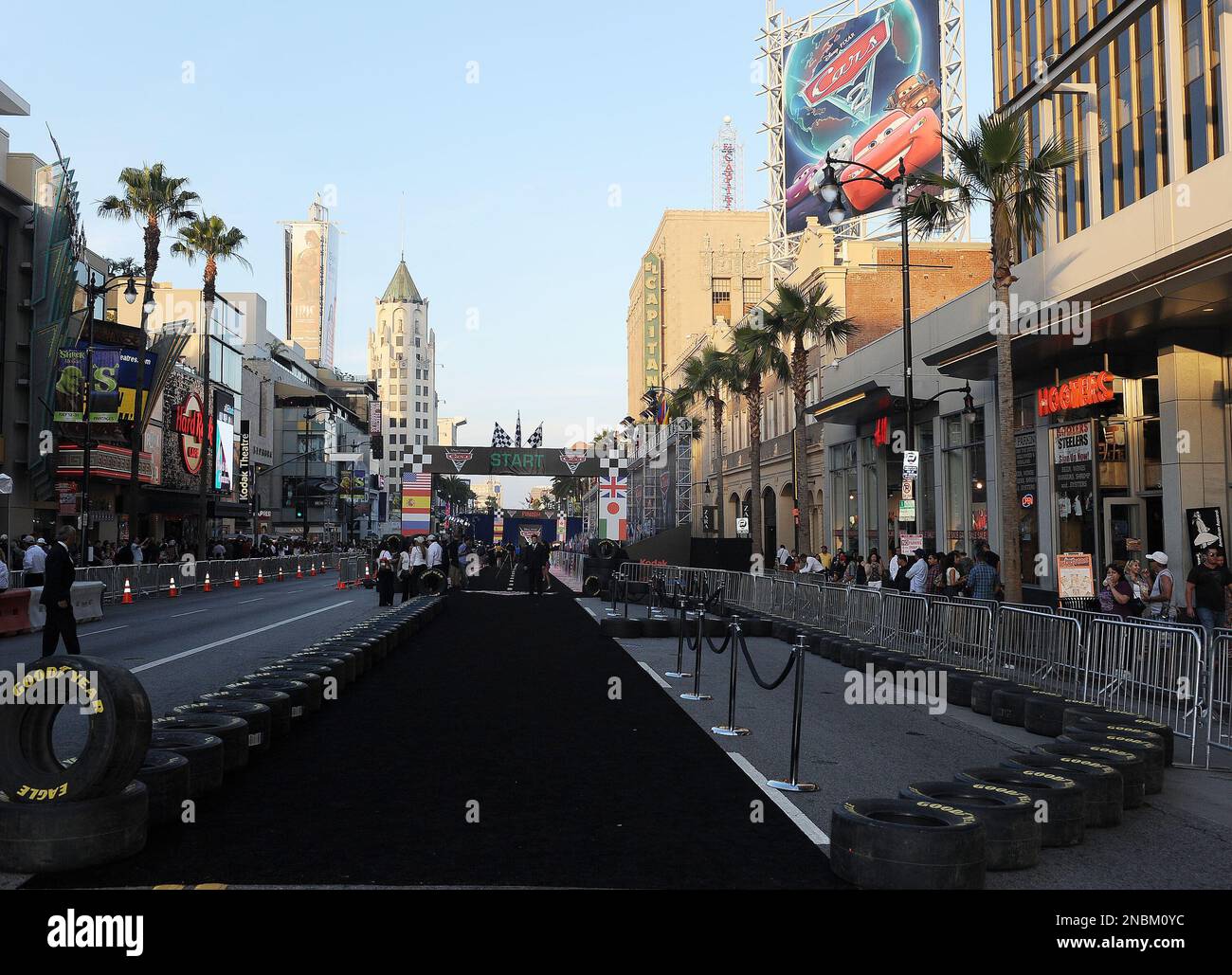 The red carpet is assembled at the world premiere of "Cars 2" at El ...