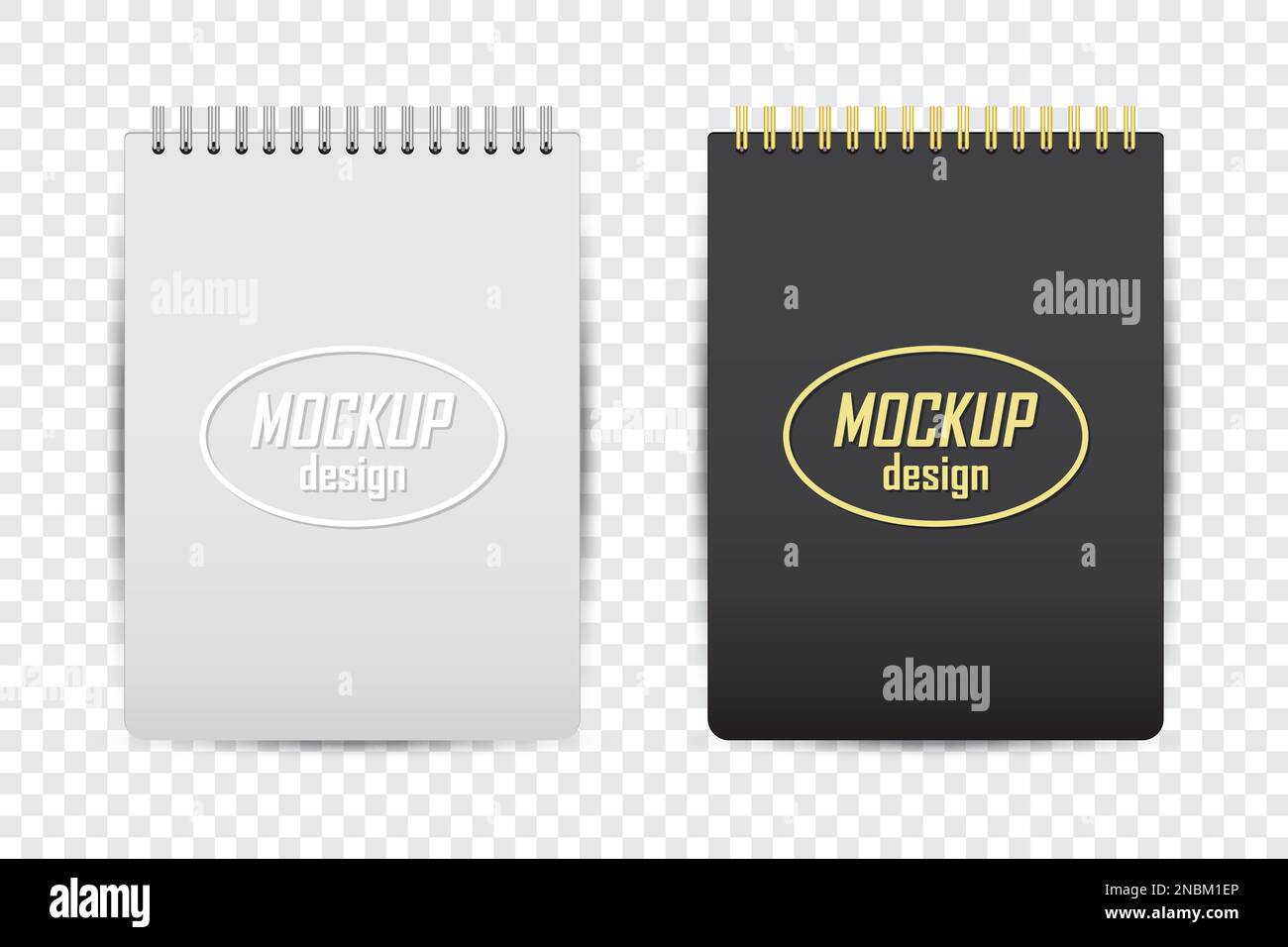 Mock up of notebook in two colors with shadow on a transparent ...