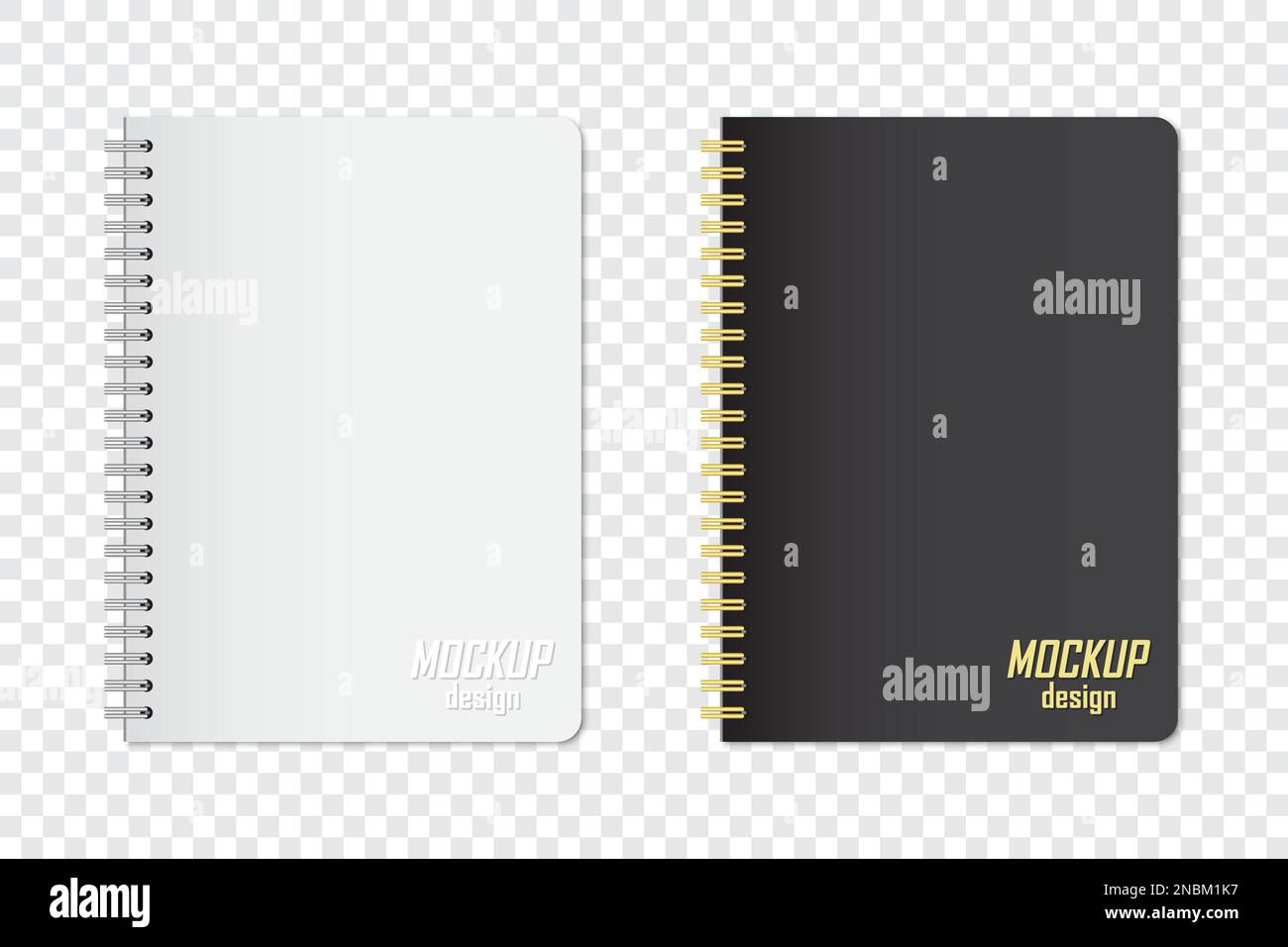 Mock up of notebook in two colors with shadow on a transparent ...