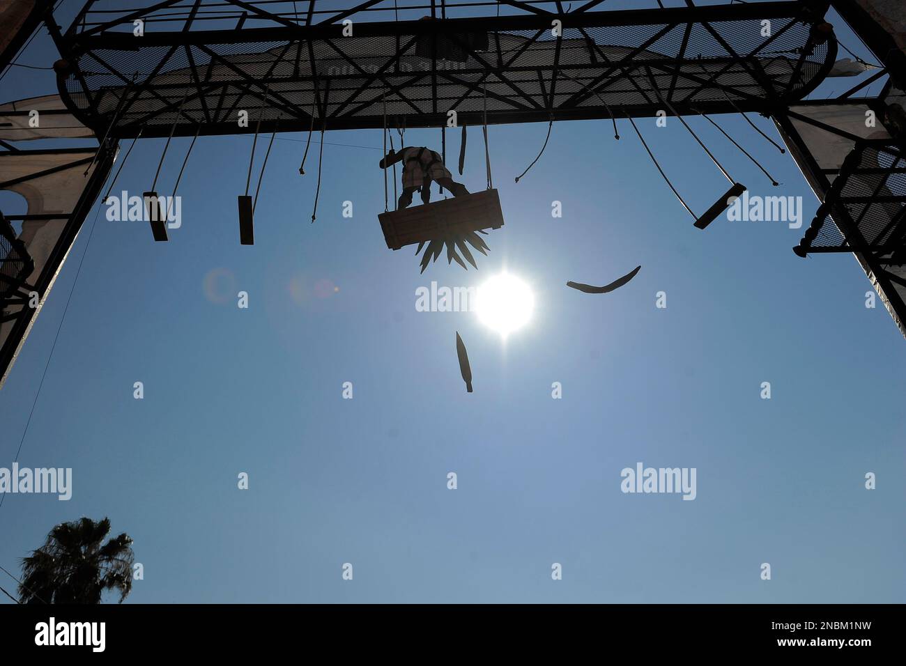 A contestant completes on the High-wire Harvest during the CuervoGames ...