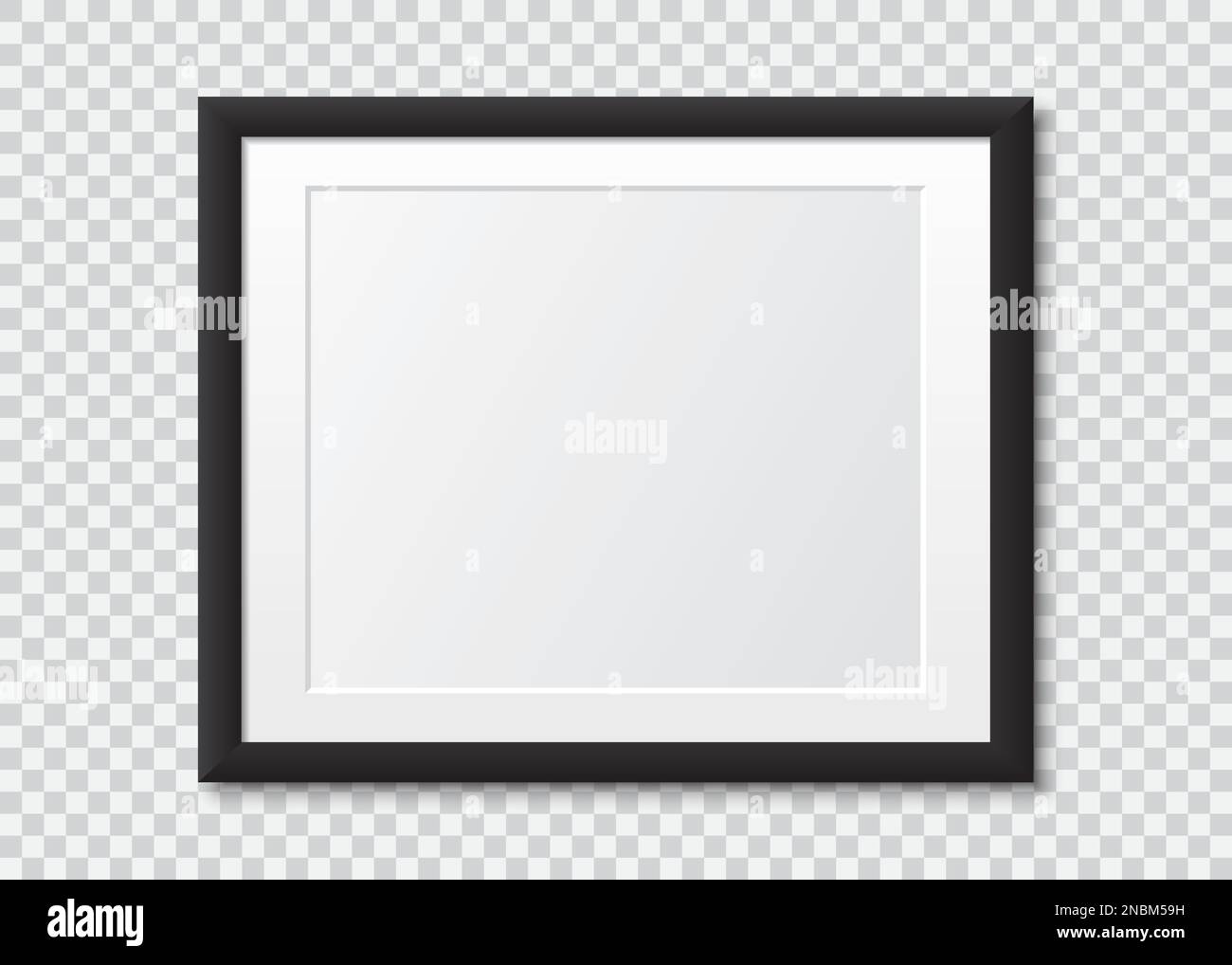 Realistic black blank picture frame with shadow. Photo frame mock up on ...
