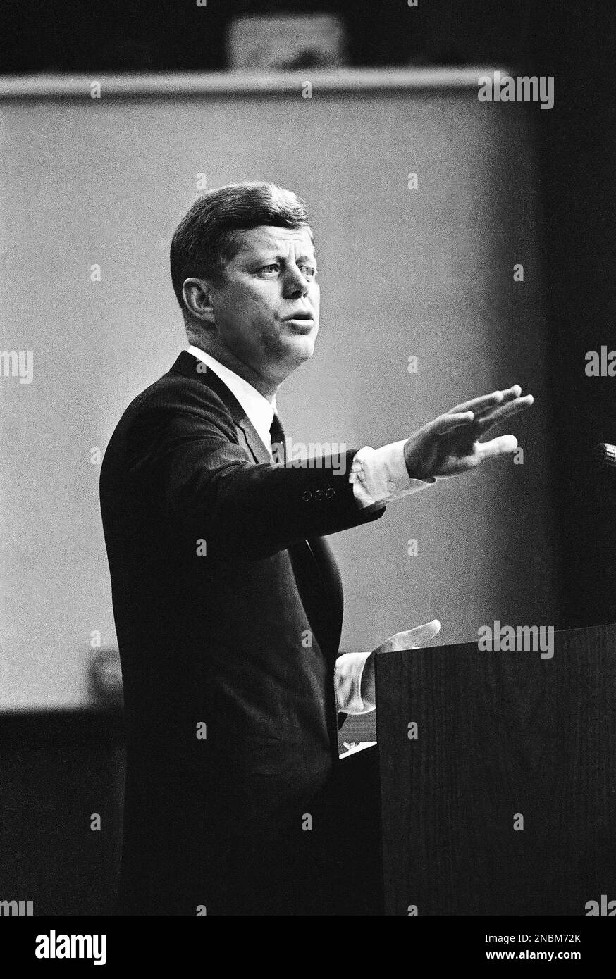 President John F. Kennedy answers a question during his news conference ...