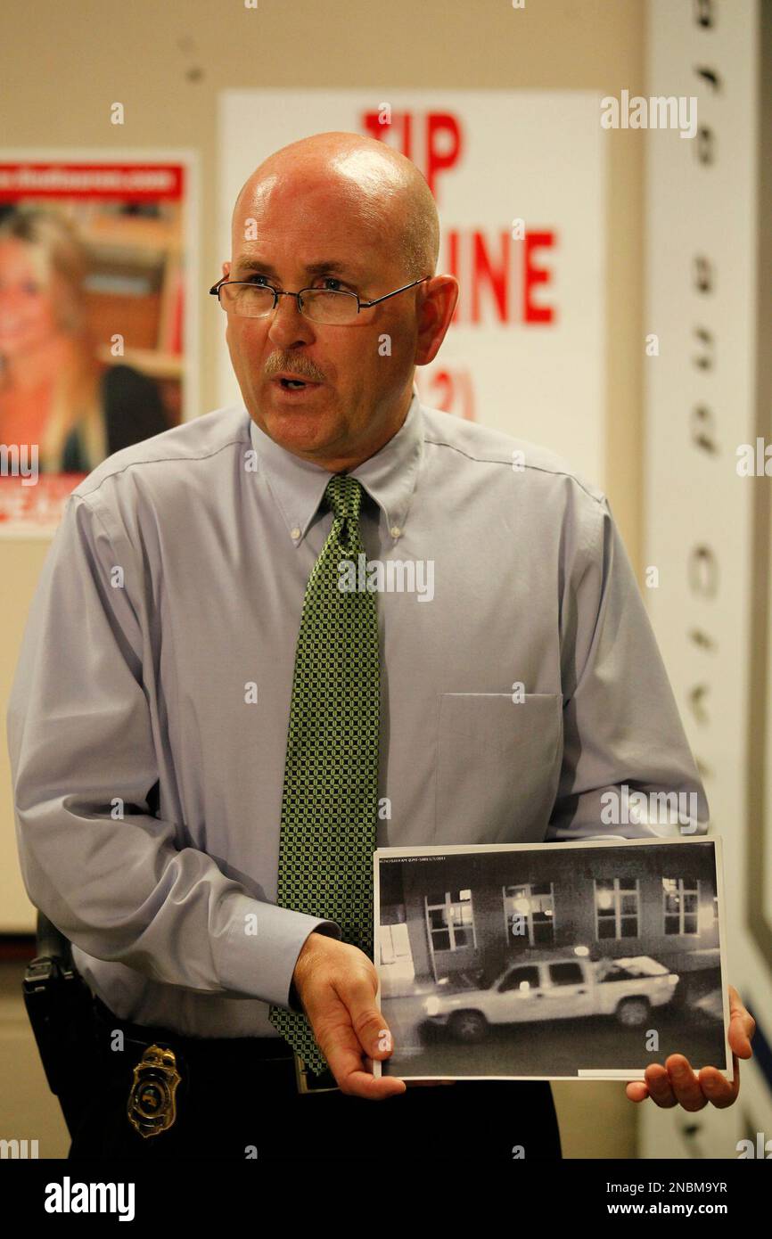 Capt. Joe Qualters of the Bloomington Police department displays a ...