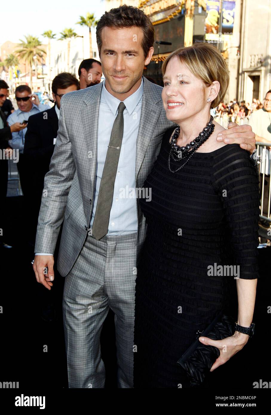 Cast member Ryan Reynold, left, and his mom, Tammy Reynolds, arrive at ...