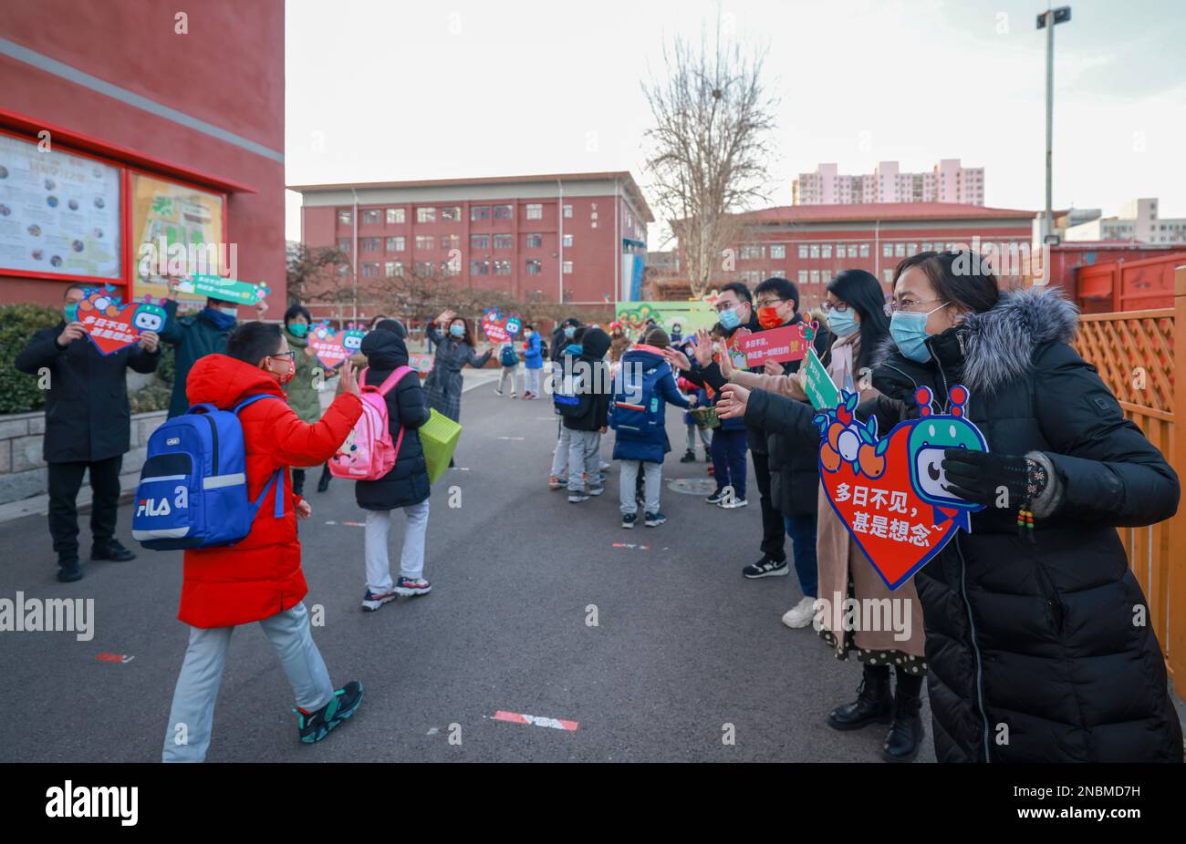 Primary and secondary school students return to campus as the spring ...