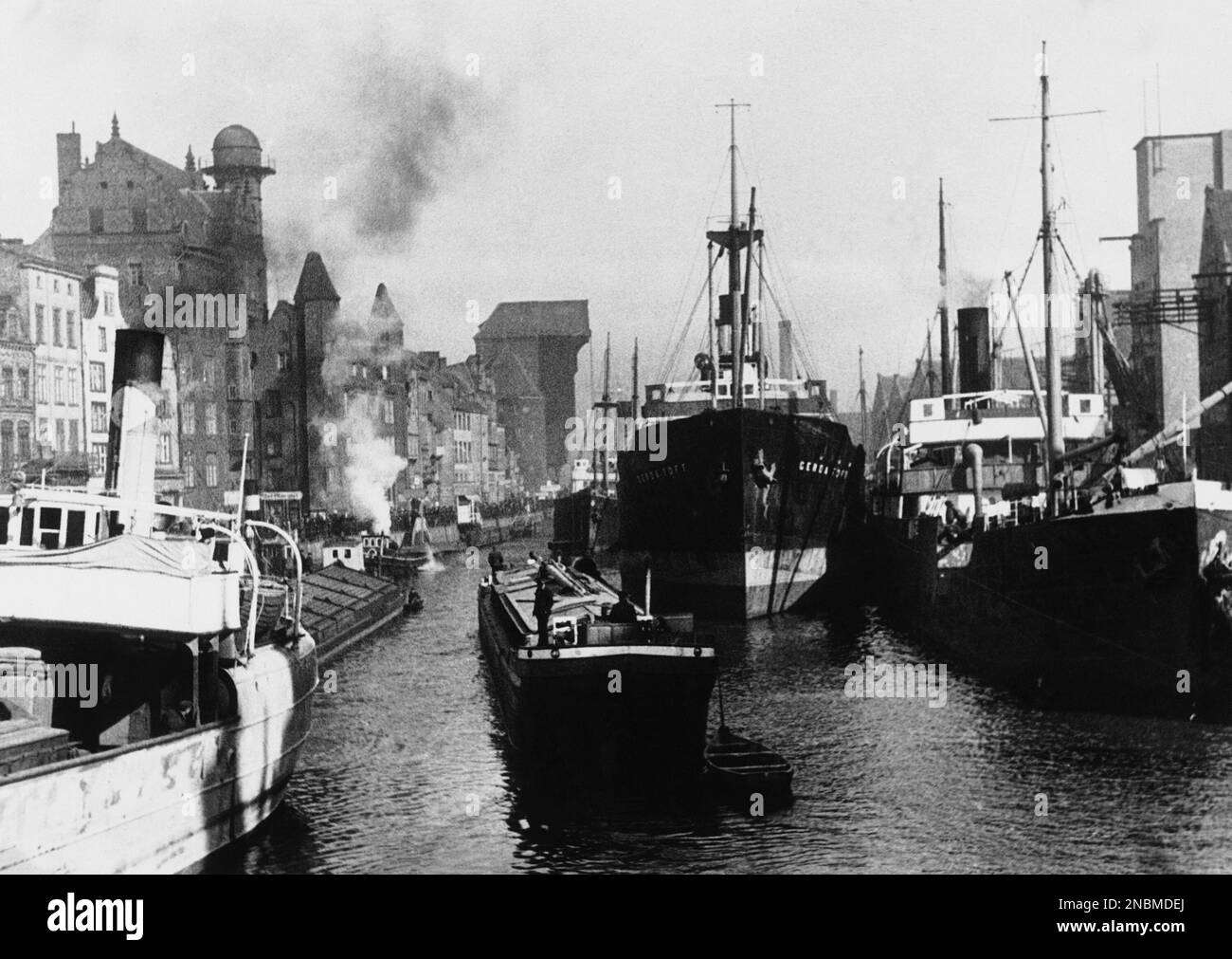 Ships of all nations visiting Danzig, on April 12, 1939. In the ...