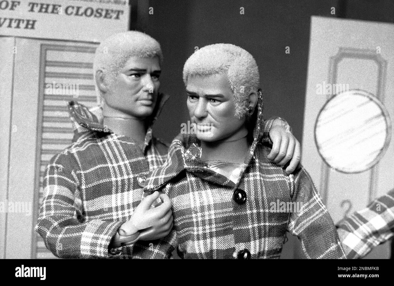 “Gay Bob,” the creation of Harvey Rosenberg, poses with a twin outside ...