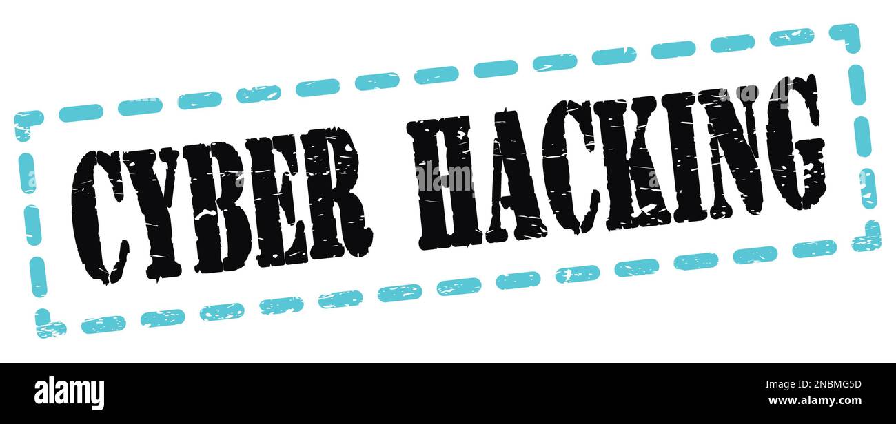 CYBER HACKING text written on blue-black dash stamp sign Stock Photo ...