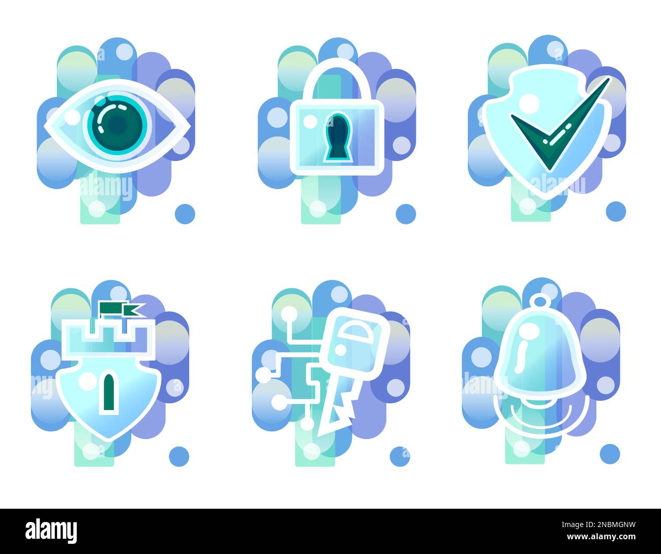 Security icons, simple vector outline set. Eye or video surveillance ...