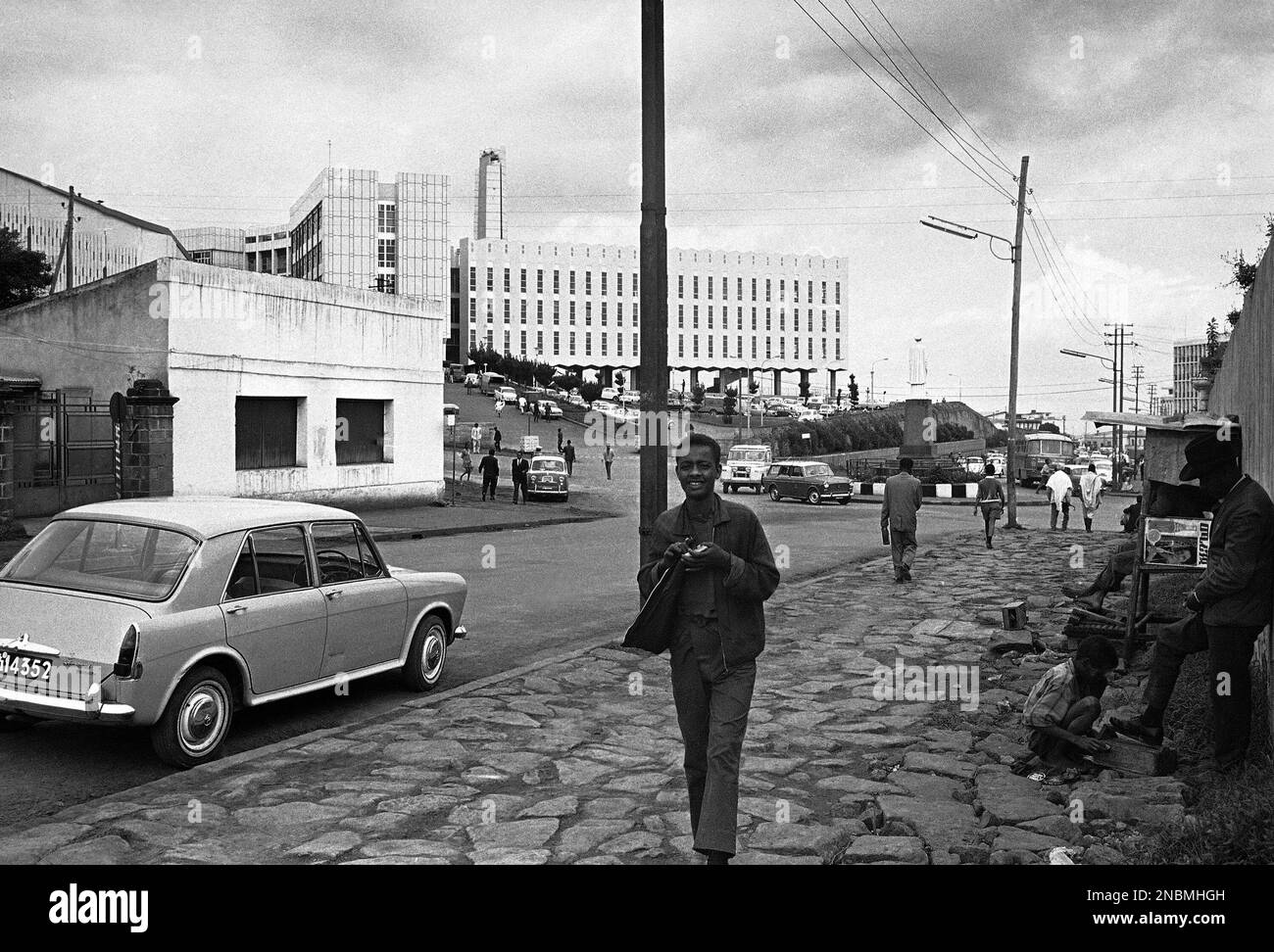 View of Addis Ababa's, Ethiopia, main street Churchill Road with the ...