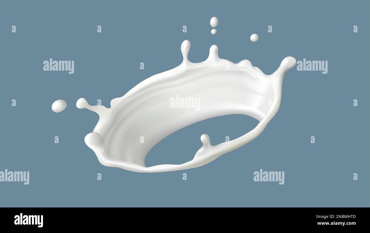 Milk splash or round swirl realistic vector illustration. Natural dairy ...