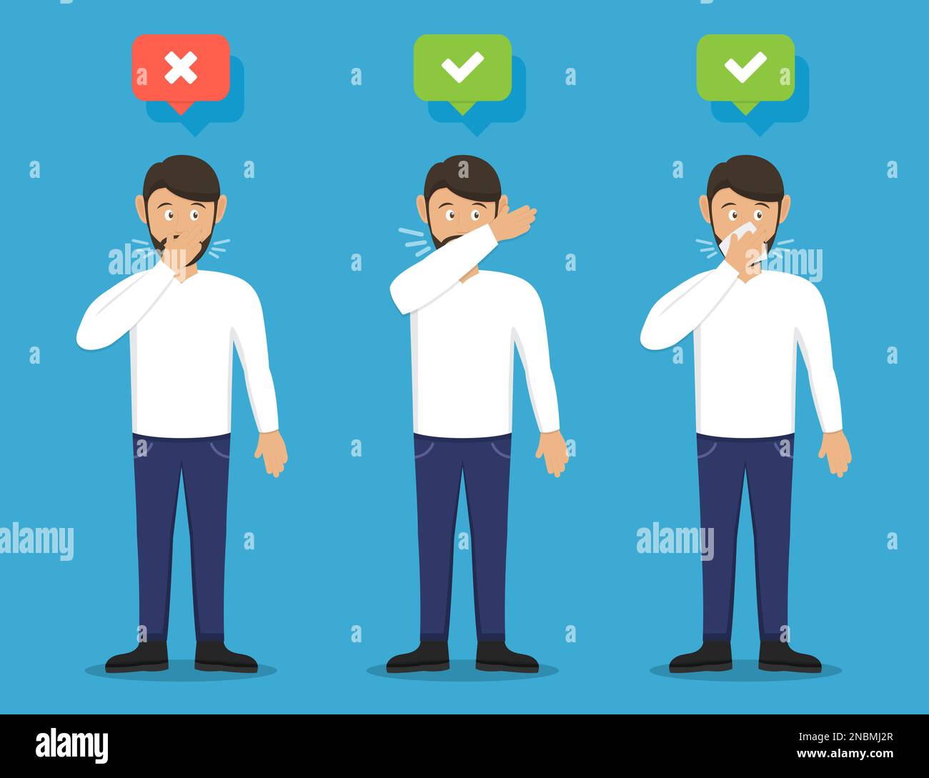How to cough and sneeze and not spreading virus. Man for wrong cough in ...
