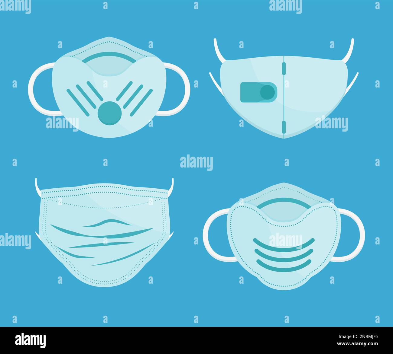 Set of masks prevent icons in a flat design. Vector illustration Stock ...