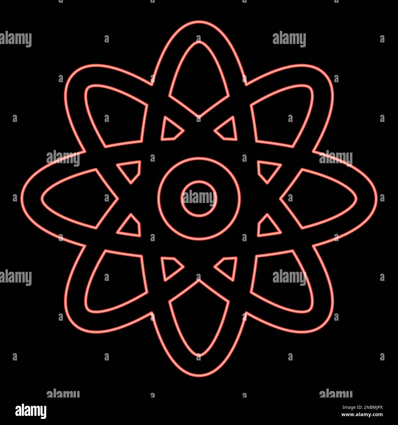 Neon atom molecular sign red color vector illustration image flat style light Stock Vector Image ...