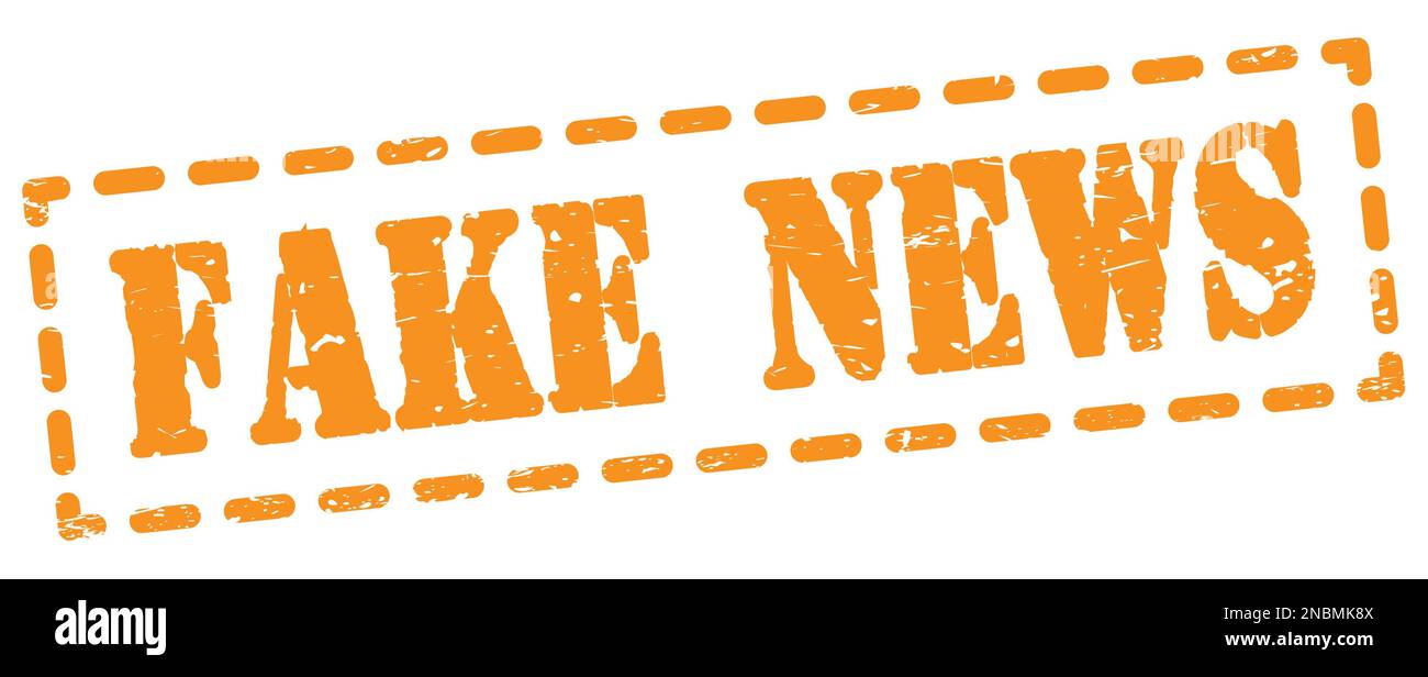 FAKE NEWS text written on orange dash stamp sign Stock Photo - Alamy
