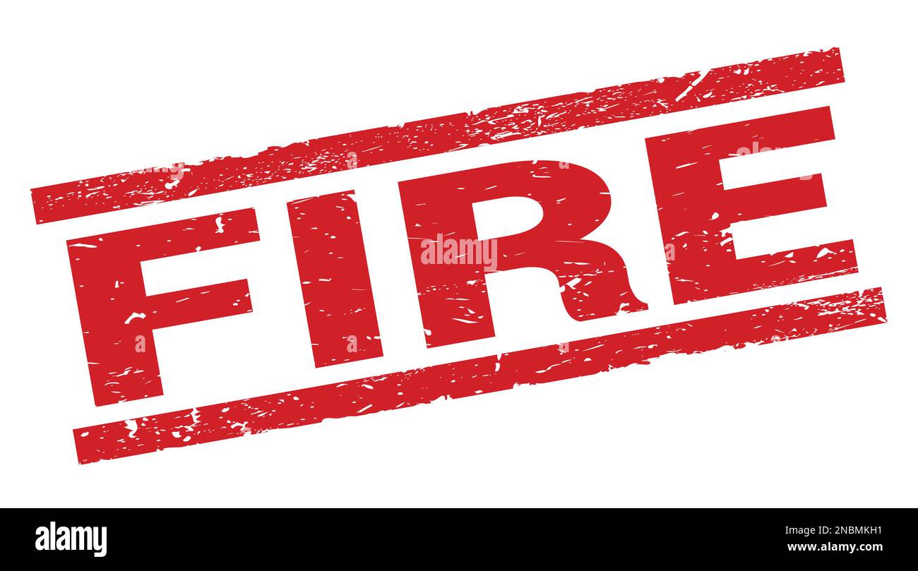 FIRE text written on red rectangle stamp sign Stock Photo - Alamy