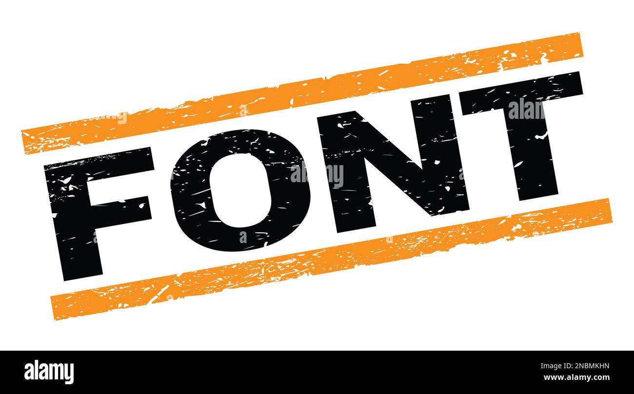 FONT text written on orange rectangle stamp sign Stock Photo - Alamy