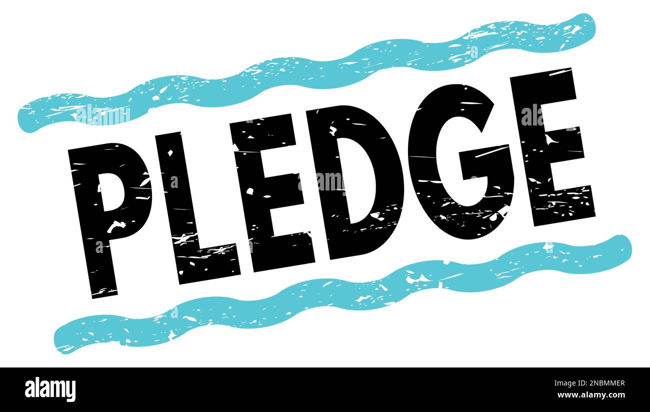 PLEDGE text written on blue-black lines stamp sign Stock Photo - Alamy